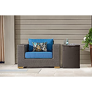 Rubbermaid Mini Resin Weather Resistant Outdoor Deck Box, 16" w x 14" d x 21" h, Mocha, Storage for Garden/Pool Accessories/Cushions, Indoor/Outdoor Home Organization Bin