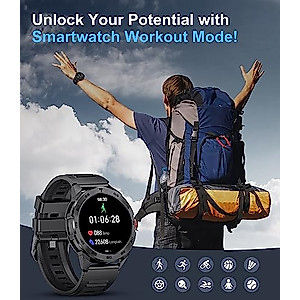 Smart Watch for Men Answer/Make Call,1.39''HD Touchscreen,400 mAh Battery,100 Sports Modes, 5ATM Waterproof Smartwatch with Heart Rate/SpO2/Blood Pressure Fitness Watch for Android/iOS Black