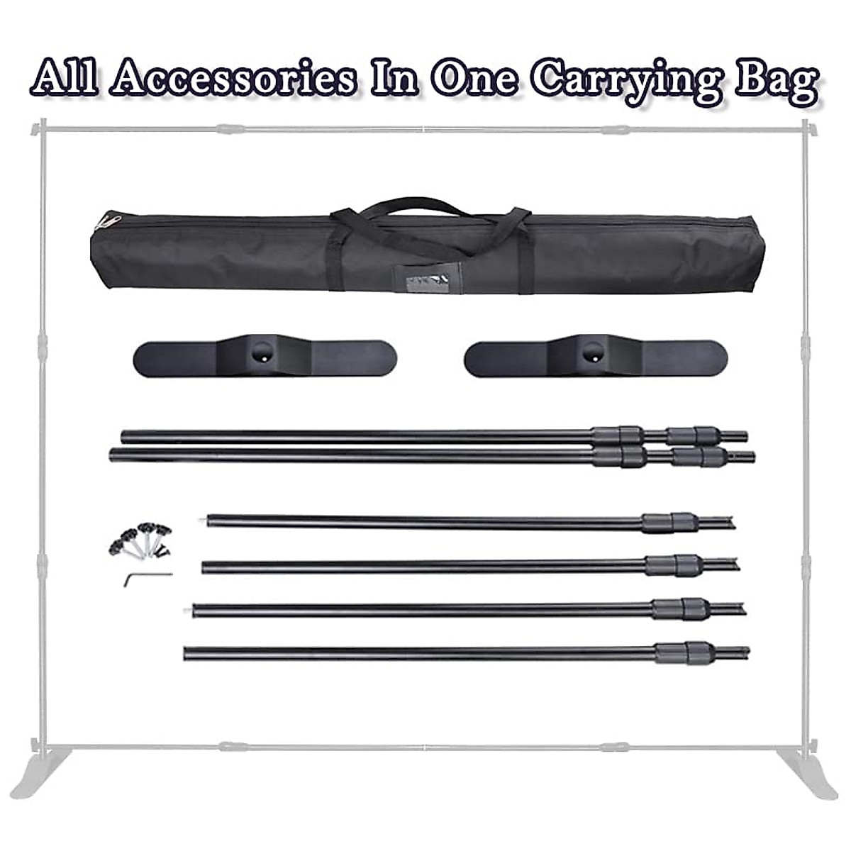 iElyiEsy Backdrop Stand Kit 10x8FT Adjustable Telescopic Display Step and Repeat Banner Stand for Party Decoration, Photoshoot, Photography, Trade Show with Carrying Bag