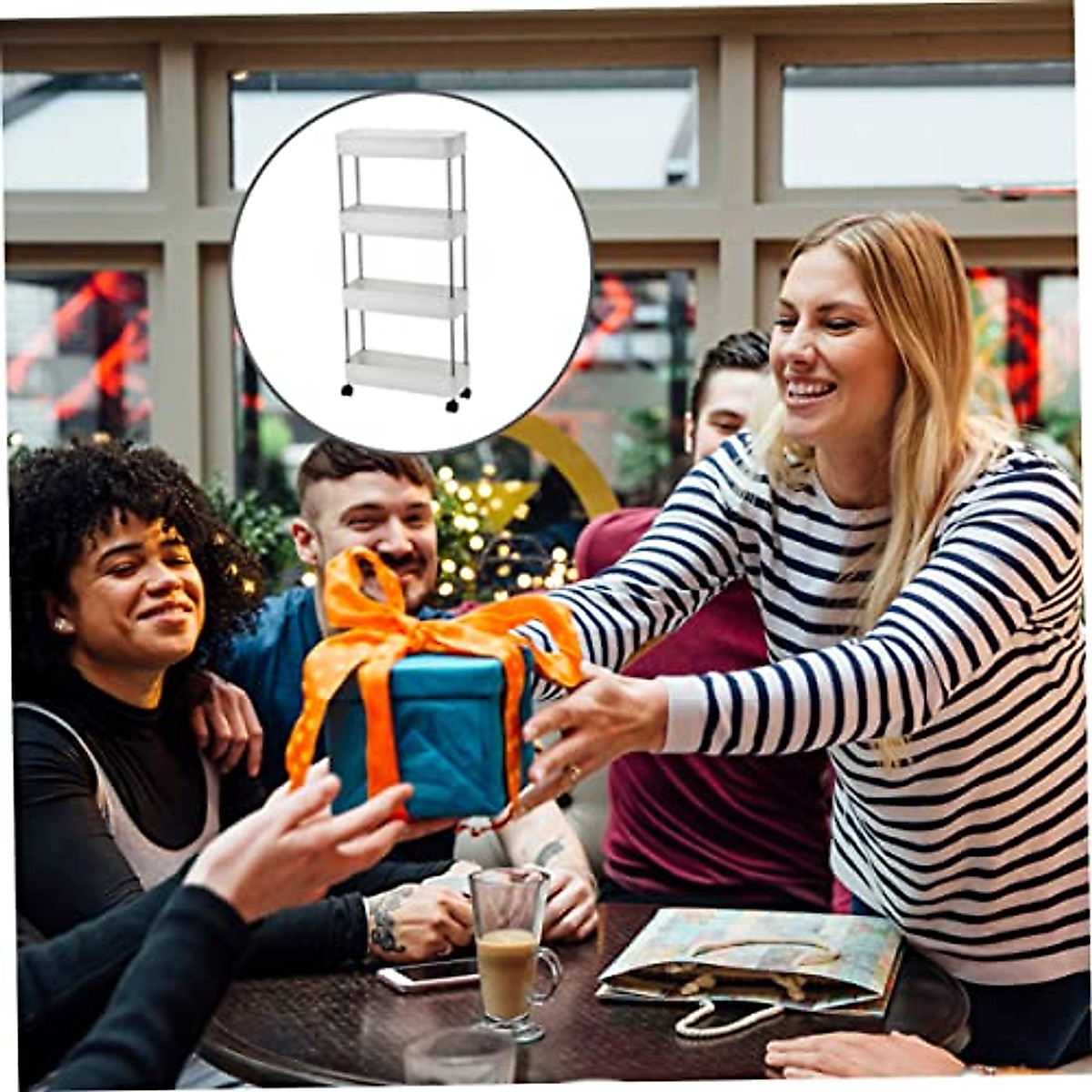 USHOBE Trolley 4 Storage Rack Kitchen Slide Out Cart Bathroom Rolling Cart Storage Rack with Wheels Makeup Rolling Cart Slim Storage Cart Wheel Dolly Cosmetics Organizer Storage Basket