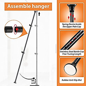 YeYeBest Clothes Rack, 2 Tier Closet Organizers And Storage Free Standing Closet Ceiling Link Floor Hanger for Hanging Clothes Adjustable Floor to Ceiling for Bedroom Laundry Room Black