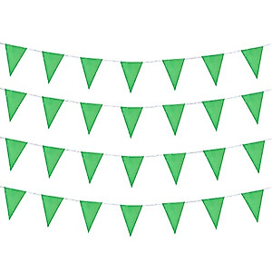 tibijoy 260 Feet Green Pennant Banners Flags DIY String Triangle Bunting Flags Polyester Banners for Party Grand Opening,Christmas Party,Outdoor Decorations,150 Pcs