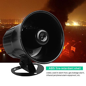 Alarm Siren, Tosuny ES-626 Siren 12V 110dB Treble Speaker Wire Loud Horn Alarm Siren Speaker Burglar Alarm System for Outdoor Security (Black)