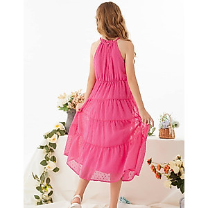 GRACE KARIN Dresses for Girls Casual A-line Girls Summer Dress Rose red 8Y