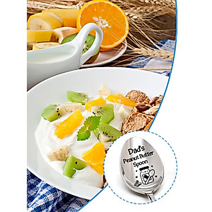 Advivio Dad's Peanut Butter Spoon - Funny Engraved Stainless Steel Peanut Butter Spoons Dessert Spoon Peanut Butter Lovers Gifts, for Dad Dady Father Grandpa Men Birthday Christmas Father's Day Gifts