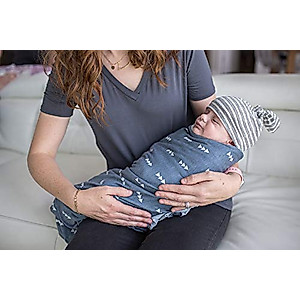 Copper Pearl Large Premium Knit Baby Swaddle Receiving Blanket Navy and White Triangles North