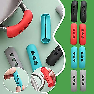 Silicone Pan Handle Cover,Silicone Assist Handle Holder Grip,Pot Grip Handle Cover Sleeve Grip,Pot Handle Holder for Cast Iron Woks,Pans,Griddles,Skillets,Plates