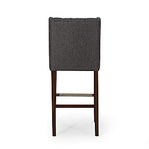 Christopher Knight Home Spencer Contemporary Wingback Fabric Barstools (Set of 2), Charcoal and Espresso