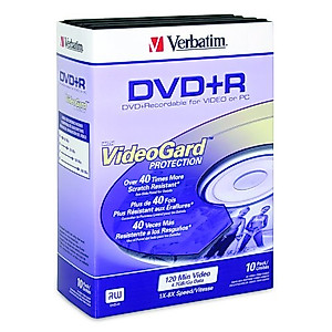 Verbatim DVD+R 4.7GB 8X 10pk Video Trimcases (with VideoGard Protection)