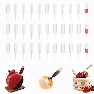 Disposable Plastic Transfer Cupcake Pipettes - 50pcs 4ml Mini Squeeze Dropper Flavor Liquid Injector Short Stem Suitable for Dessert Chocolate Jam Ice Cream Strawberries Waffles Birthday Party Holiday