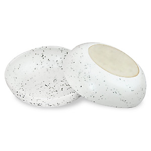roro Handcrafted 7" Ceramic Bowls - Set of 2 | Speckled Egg White Stoneware Design | Ideal for Soup, Salad, Cereal, Pasta | Dining & Entertaining Decor | Artisan Crafted Kitchenware