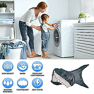 Shark Blanket Super Soft Cozy Flannel Hoodie Shark Sleeping Bag Shark Tail Wearable Fleece Throw Blanket Adult Kids Cosplay Shark Costume Shark Gifts for Shark Lovers (L Size for Height 5'3"-6')
