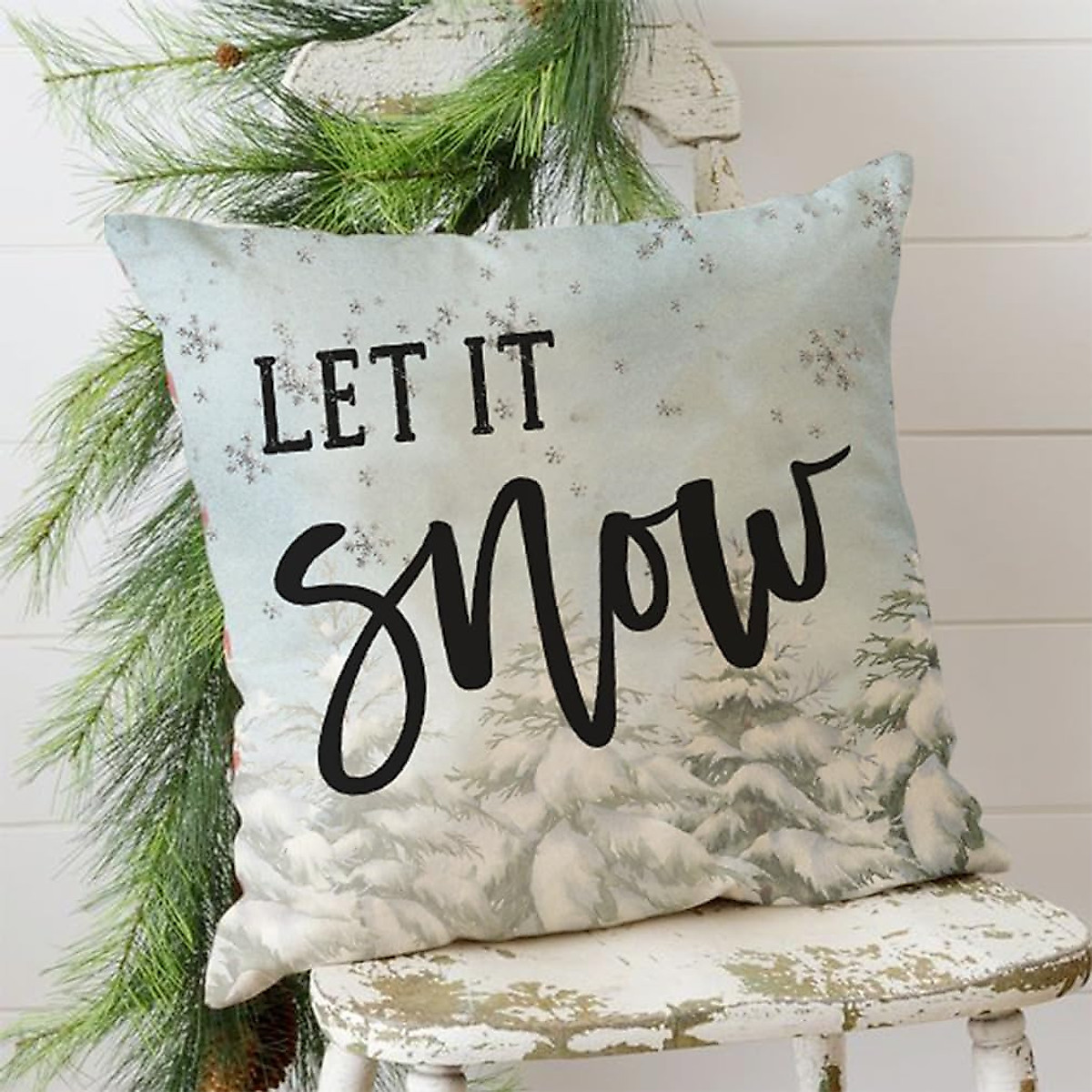 PANDICORN Christmas Pillow Covers 20x20 Set of 4 Hello Winter Wonderland Forest Reindeer Farmhouse Rustic Christmas Decorations Christmas Pillows Decorative Throw Pillows Cases Holiday Decor for Couch