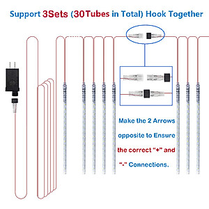 Vikdio Meteor Shower Rain Lights, 30cm 16 Spiral Tubes 480 LEDs 5.25m Lit Length Waterproof Snowfall LED Lights for Wedding Christmas Garden Tree Home Decor, Support 2 Sets Connected (Blue)