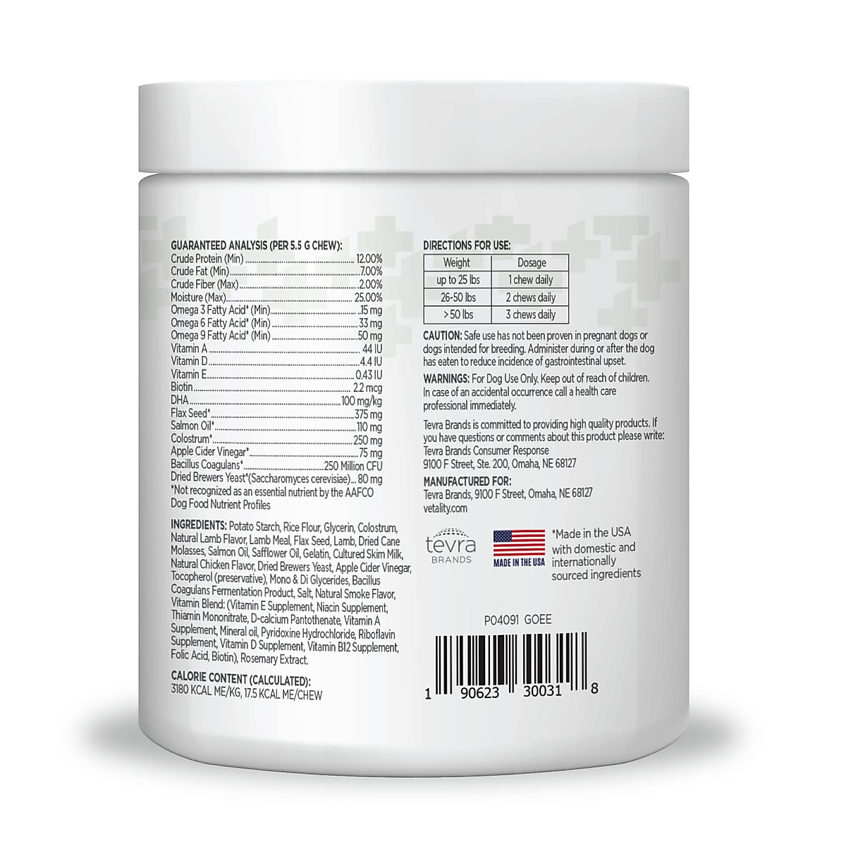 Vetality Well Chews | Soft Chew Supplements for Dogs | 60 Count | Made in USA (Skin + Coat)