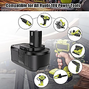 REACELL 2Pack 6.0Ah 18 Volt Replacement Batteries for Ryobi Lithium 18V Battery P197 P189 P108 P191 P190 P102 P103 PBP005 P104 P105 P107 P122 Compatible for Ryobi 18V Cordless Tools