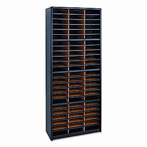 Safco Products Value Sorter Literature Organizer, 72 Compartment 7131BL, Black, Commercial-grade Steel Shell, Fiberboard Shelves, Value-priced