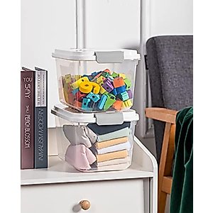 YYXB 8 Pack Clear Latch Box/Bins with Handle and Lid, Plastic Stackable Latching Box for Storage, Multi-Purpose, 5L/5.5 Quart