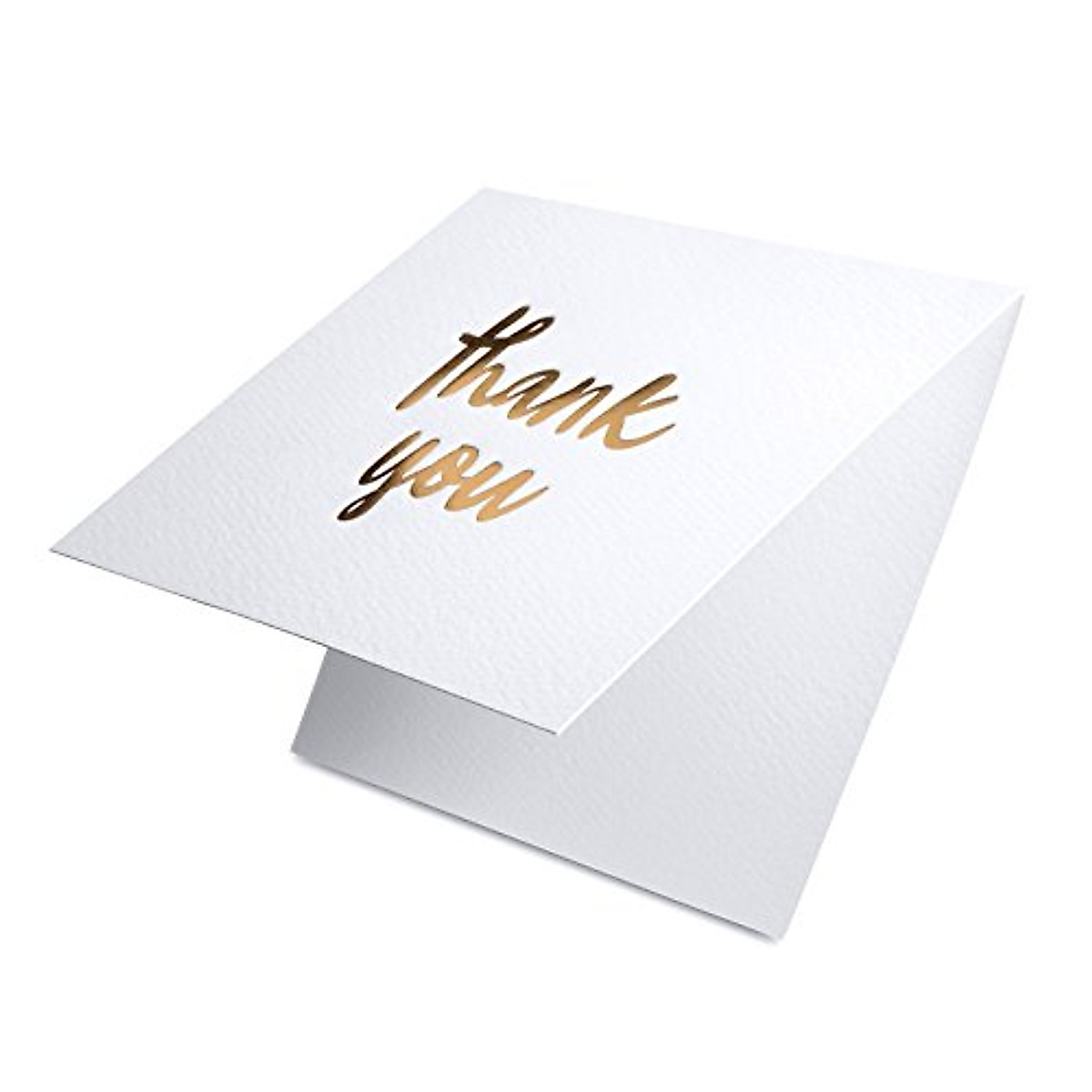 Luxury Gold Foil Letterpress Thank You Cards and Gray Envelopes 20 Pack - Opie's Paper Company (Gold)