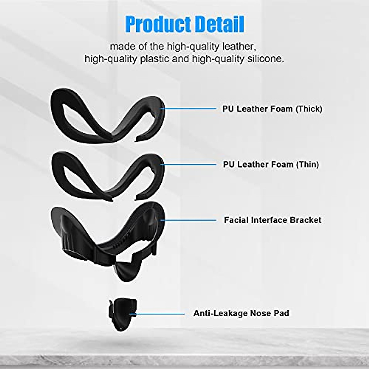 AMVR Magnetic Buckle Facial Interface Bracket & PU Leather Foam Face Cover Replacement for HP Reverb G2, with Anti-Leakage Nose Pad Accessories