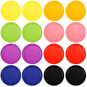 16 Pieces Home Hockey Pucks 2.5 Inch Red Replacement Round Hockey Pucks Heavy Hockey Tables Pucks Multicolors for Game Tables Equipment Accessories