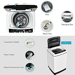 Full-Automatic Washing Machine 1.5 Cu.Ft 11 LBS Washer & Dryer, Mini Washing Machine, Portable Washer Machine, and Dryer, White
