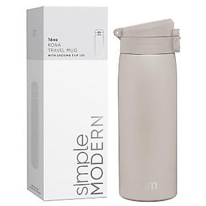 Simple Modern Insulated Thermos Travel Coffee Mug with Snap Flip Lid | Leakproof Reusable Stainless Steel Tumbler Cup | Gifts for Women Men Him Her | Kona Collection | 16oz | Almond Birch