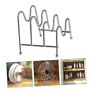 Alipis Accessory Lid Cutting Plates Holder Kitchen For Cookware Storage Steel Dish Pan Holding Drying Plate Organizer Drainer Board Saucepans Wok Pantry Rack Stainless Cup Rest Cupboard