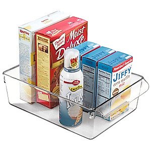 iDesign Linus Plastic Fridge and Freezer Storage Organizer Bin with Handle, Clear Container for Food, Drinks, Produce Organization, 8" x 11.5" x 3.5", Clear