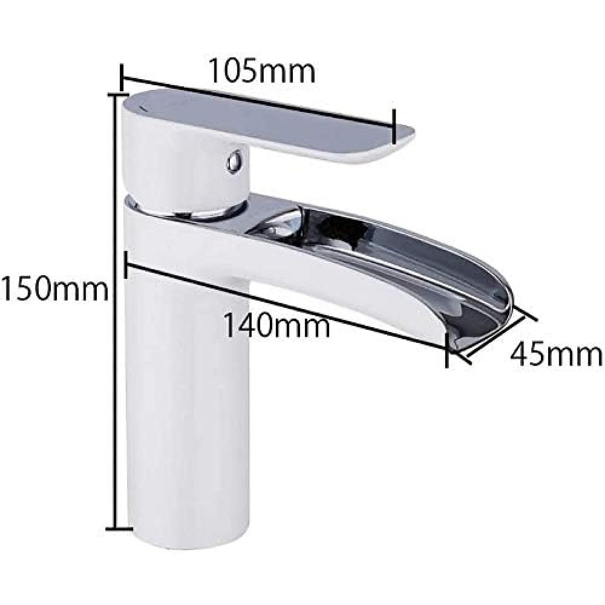 HOONWEAR Kitchen Taps Kitchen Tap Basin Faucet Faucet White Chrome Waterfall Faucets Bathroom Sink Faucet Water Tap Mixer Sink Bath Faucets Brass Basin Mixer, CF001