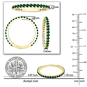 Dazzlingrock Collection Round Lab Created Emerald Eternity Style Wedding Band for Women in 14K Yellow Gold, Size 7