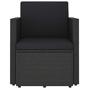 vidaXL Patio Chair with Cushions - Stylish Poly Rattan Outdoor Furniture, Black, Comfortable and Durable for Garden, Balcony and Patio Setting