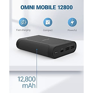 Omni Mobile 12,800 Laptop Power Bank with USB-C | Battery Pack for Laptops, Tablets, Cameras, Smartphones, iPhone, Samsung Galaxy and Other Smart Devices
