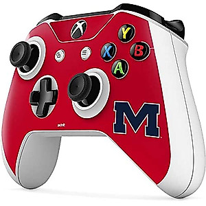 Skinit Decal Gaming Skin Compatible with Xbox One S Controller - Officially Licensed College Ole Miss Logo Red Design