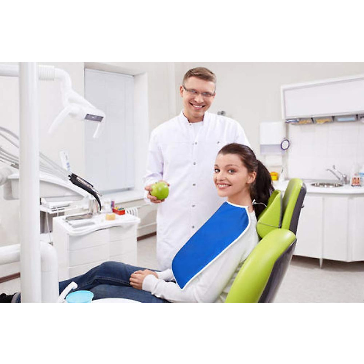 3PCS 12Inch Metal Beads Napkin Clip Chain Bib Holder Baby Elderly Adult Bib Clip Neck Strap Dental Ball Chain Clips Double-end Alligator Clip Clamp Neck Lanyard Strap