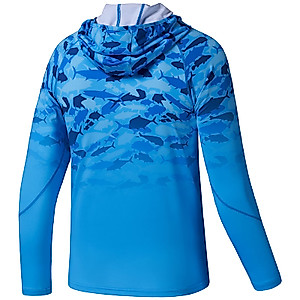 BASSDASH Youth UPF50+ Performance T Shirt with Hood Long Sleeve Fishing Hiking Sun Shirt FS03Y