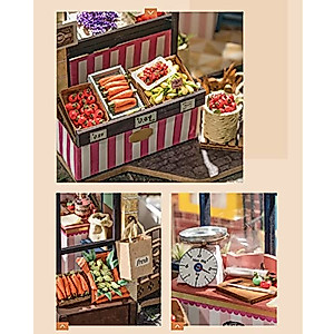 Rolife DIY Miniature House Kit Carl's Fruit Shop, Tiny House Kit for Adults to Build, Mini House Making Kit with Furniture, Halloween/Christmas Decorations/Gifts for Family Friends (Carl's Fruit Shop)