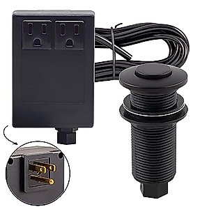 Westbrass ASB-2B3-62 Sink Top Waste Disposal Air Switch and Dual Outlet Control Box, Flush Button, Matte Black