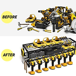 OSYRGUBIOE Power Tool Organizer with 4 Hooks Heavy Duty 7 Drill Holder Wall Mount Garage Tool Organizers and Storage Utility Storage Rack for Cordless Drill Charging Station…