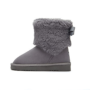 Weestep Girls Toddler Little Kid Warm Fur Winter Ankle Flat Snow Boot(6 Toddler, Fur Grey)