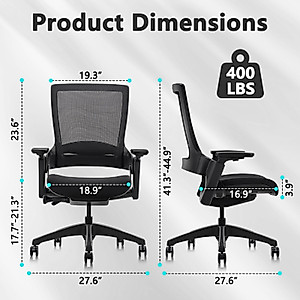 CLATINA Ergonomic High Swivel Executive Chair with Adjustable Height 3D Arm Rest Lumbar Support and Mesh Back for Home Office Black BIFMA Certification No. 5.1