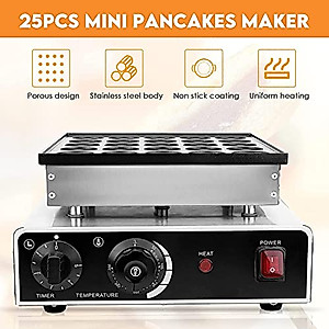 Mini Pancakes Maker LIVOSA 25PCS Muffin Machine 110V Household Electric Pancake Machine with Accessories Kitchen Appliances for Muffins and Pancakes