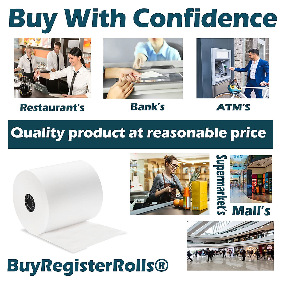 (50 Rolls) 3 1/8 x 230 Thermal Paper Receipt Rolls (55 GSM - Honeycomb Core) Fits All POS Cash Registers Printers BPA Free - BuyRegisterRolls