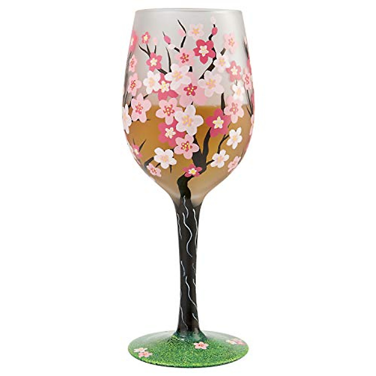 Enesco Designs by Lolita Cherry Blossom Artisan Wine Glass, 15 Ounce, Multicolor,6007483