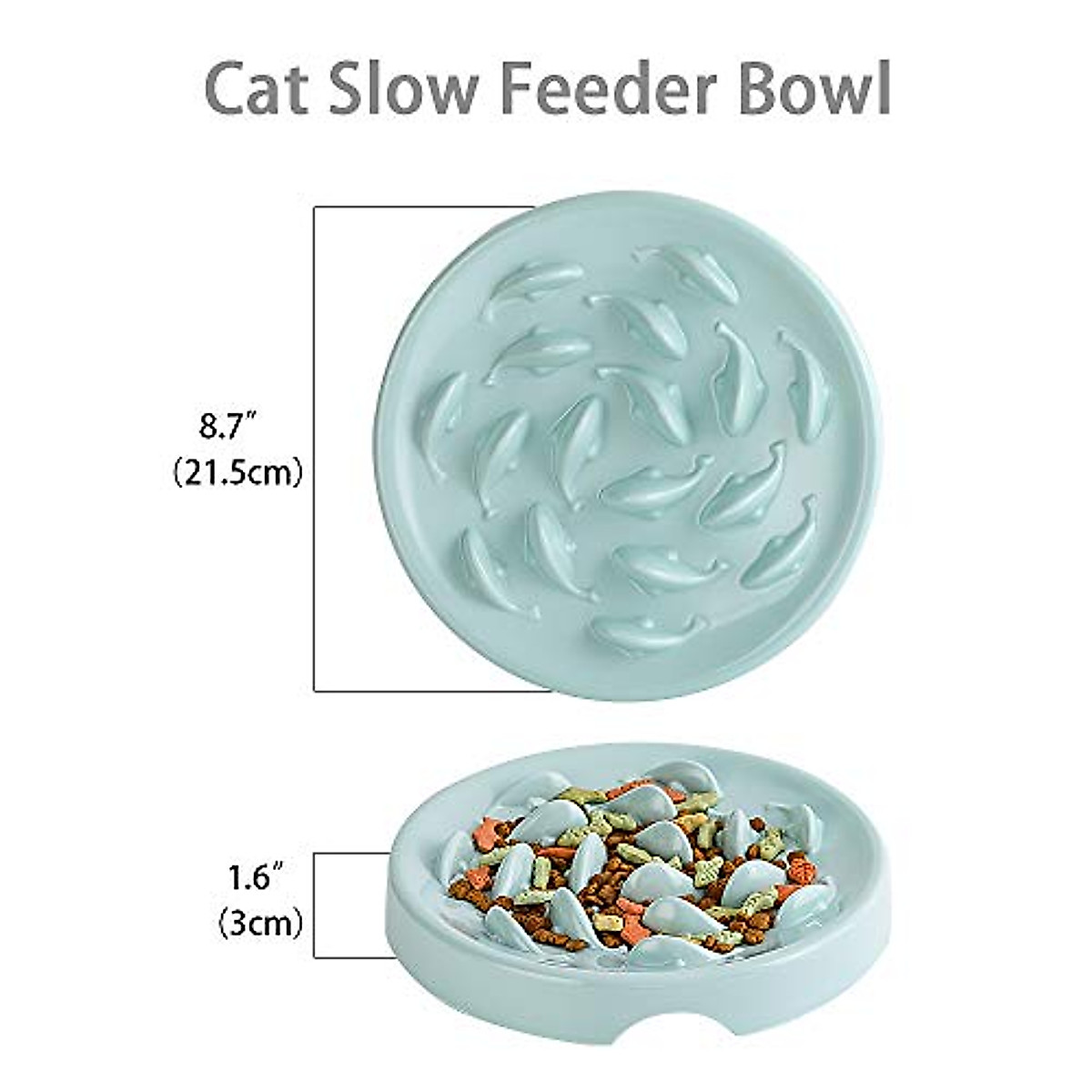 Slow Feeder Cat Bowl,Melamine Fun Interactive Feeder Bloat Stop Puzzle Cat Bowl Preventing Feeder Anti Gulping Healthy Eating Diet Pet Dog Slow Feeding Bowls Against Bloat, Indigestion and Obesity