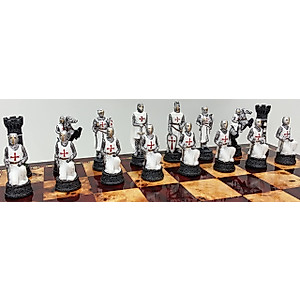 Medieval Times RED and White Crusades Maltese Armored Knight Chess Men Pieces Set NO Board