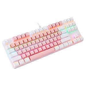 BLUEXIAO K100 87-Keys Blue Switch Mechanical Keyboard Aluminum Alloy-ABS Ergonomic Keyboard High Responsiveness Gaming Keyboard for PC Laptop Players K100 87-Key Green Axis Keyboard