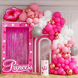 RUBFAC 110pcs Hot Pink Balloons Latex Balloons Different Sizes 18 12 10 5 Inch Party Balloon Kit for Birthday Baby Shower Wedding Princess Theme Party Decoration