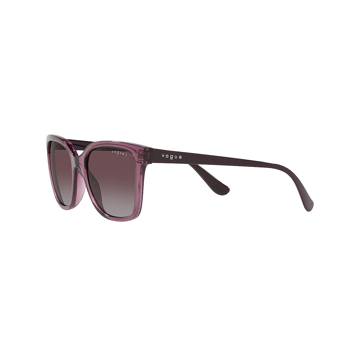 Vogue Eyewear Woman Sunglasses Transparent Purple Frame, Polar Grey Gradient Dark Violet Lenses, 54MM