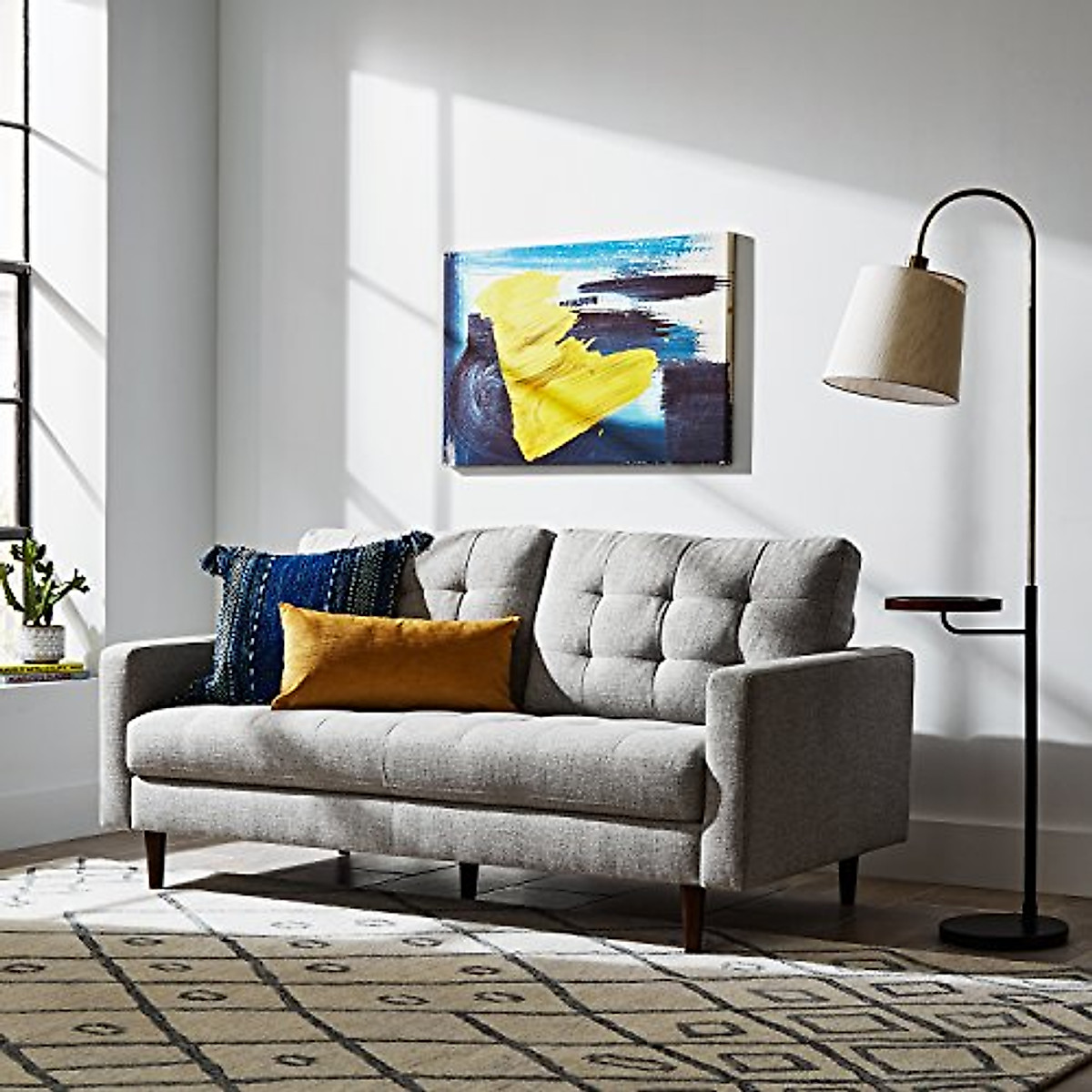 Amazon Brand – Rivet Cove Mid-Century Modern Tufted Apartment Sofa, 72"W, Light Grey